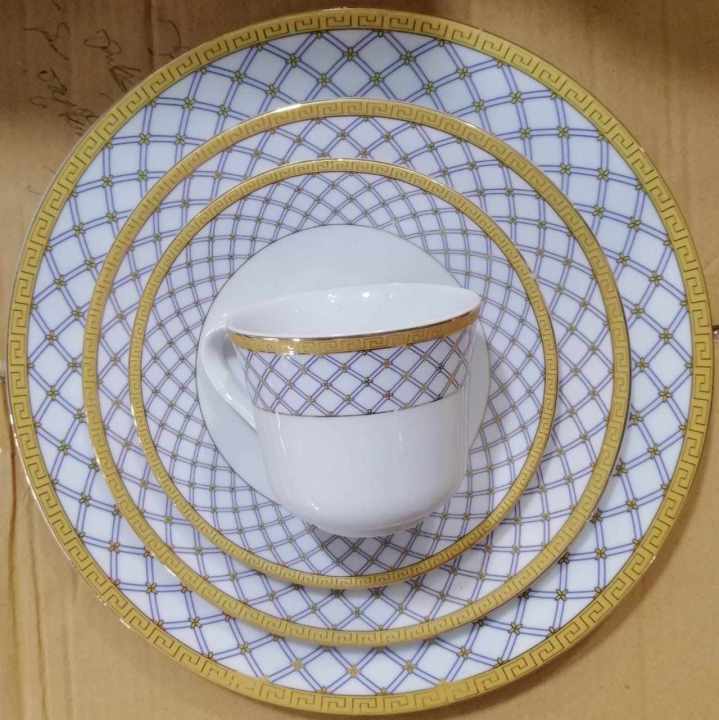 Blue net Border Design 52pcs Dinner set | Daraz.com.bd