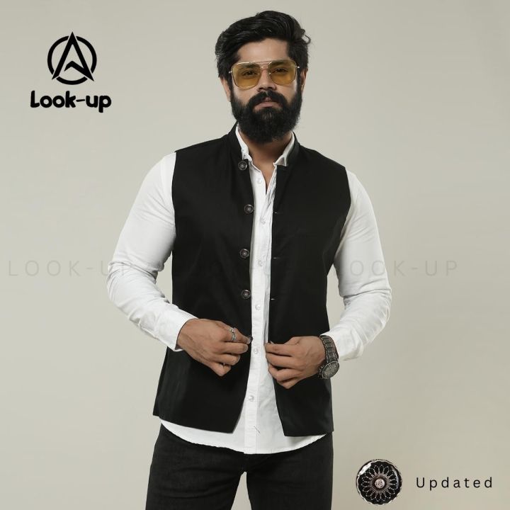 Black Stylish Men's Waistcoat - Partywear Modicoat Koti & Wedding Vest ...