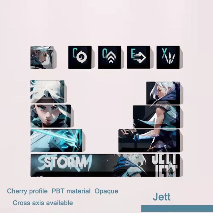 12Key/Set Valorant Keycap Sage Jett Omen Anime Character Therma ...
