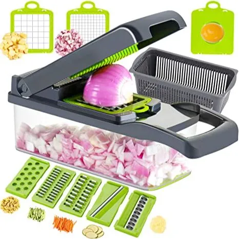 Multi-Function Plastic Slicer Upgraded 7 Blades 6 In 1 Mandoline Slicer ...