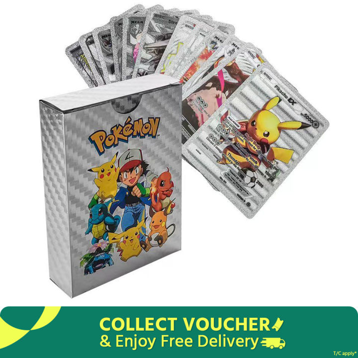 10/25/55 Pcs Pokemon Silver Cards Silver Foil Set English Version ...