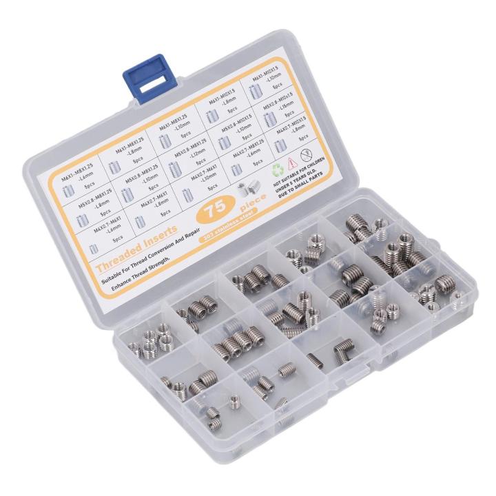 Threaded Inserts Kit, Threaded Inserts Nuts 75Pcs for Thread Repair ...