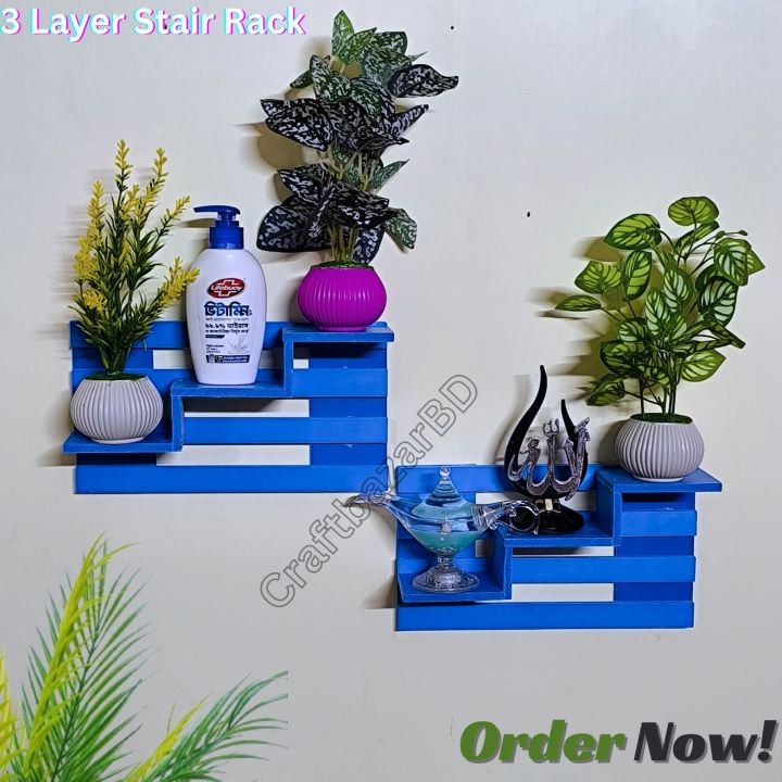 3 Layer Stair Rack Without Flower . Self adhesive Hand made craft items ...