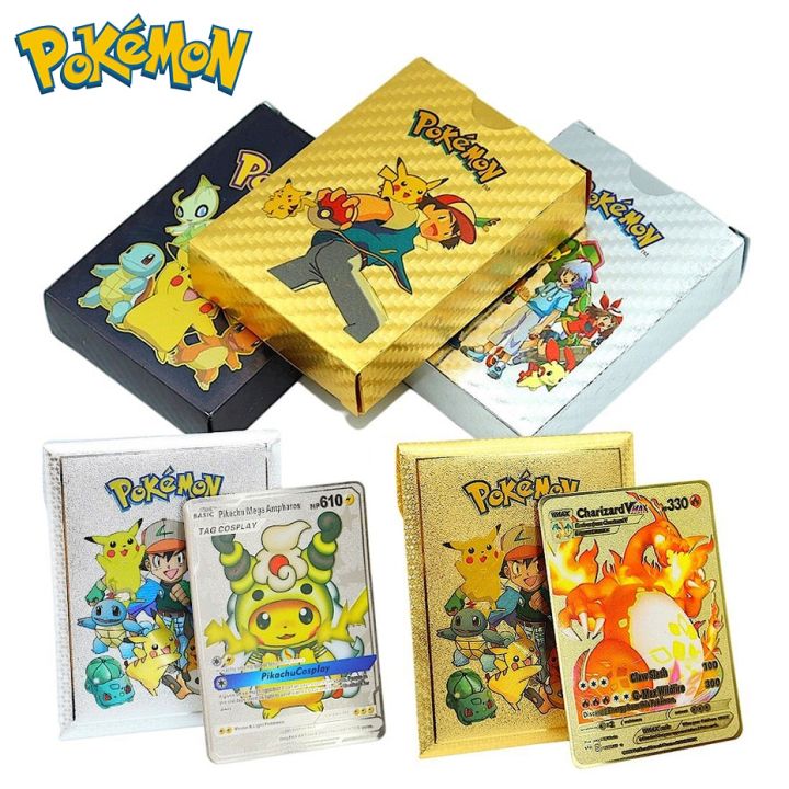 55pcs/set Pokemon Cards Metal Gold Vmax GX Energy Card Charizard ...