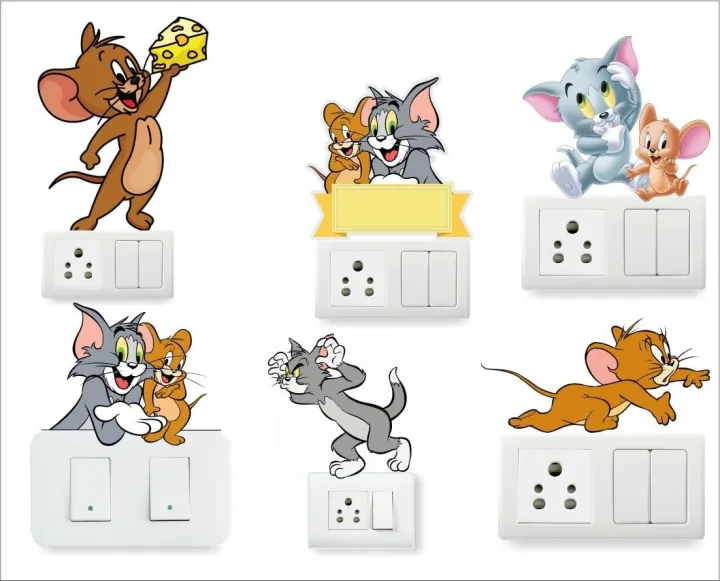 Tom and Jerry Funny Switch Board Panel Stickers for Home and Office ...