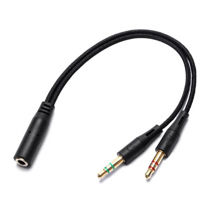 3.5mm AUX Audio Mic Splitter Cable Earphone Headphone Adapter PC ...