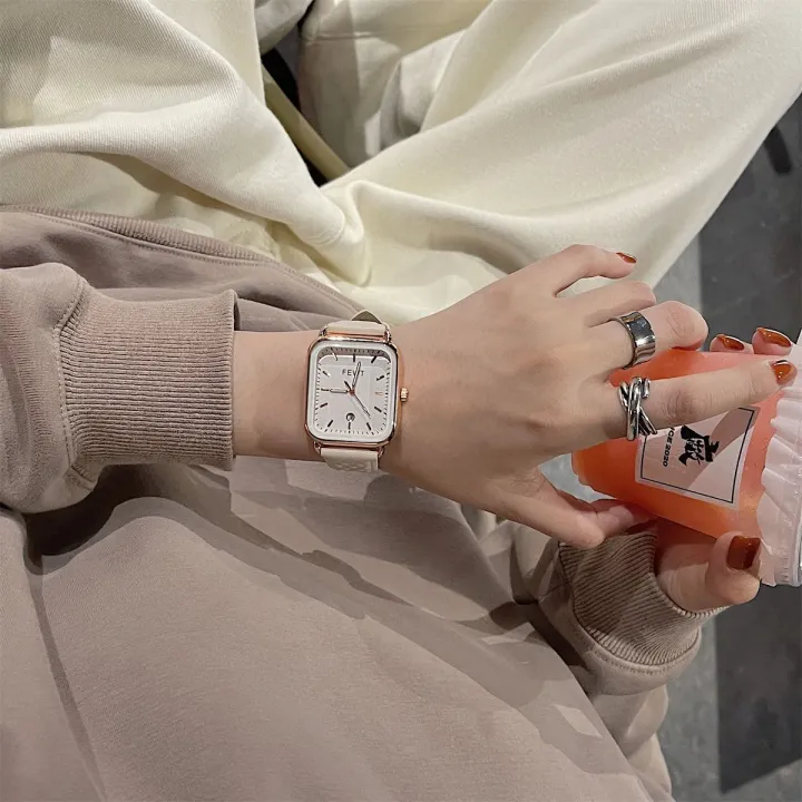 【Hengli jewelry story】Square Calendar Watch Women Light Luxury retro ...
