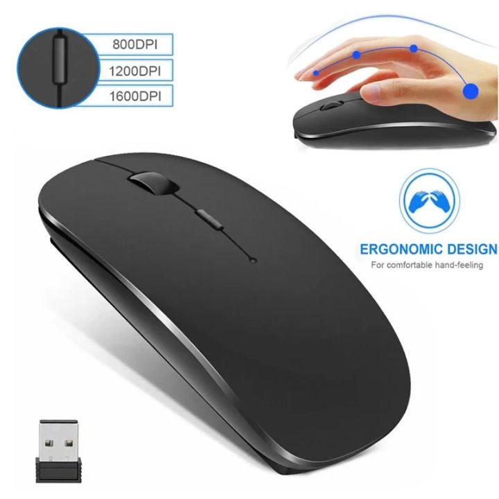 Wireless Mouse 2.4GHz Slim Portable Computer Mice with USB Receiver ...