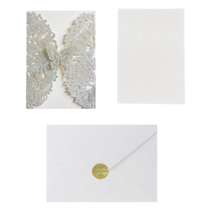 20 Set Butterfly Invitation Cards Lace Wedding Invitations Quinceanera ...