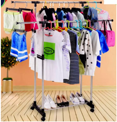 Premium Quality Double pole telescopic folding clothes rack with ...