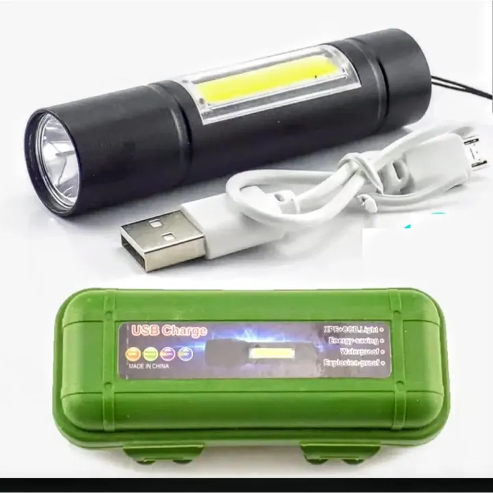 High Power Mini Torch Light with usb cable- Black - Torch Light | Daraz ...