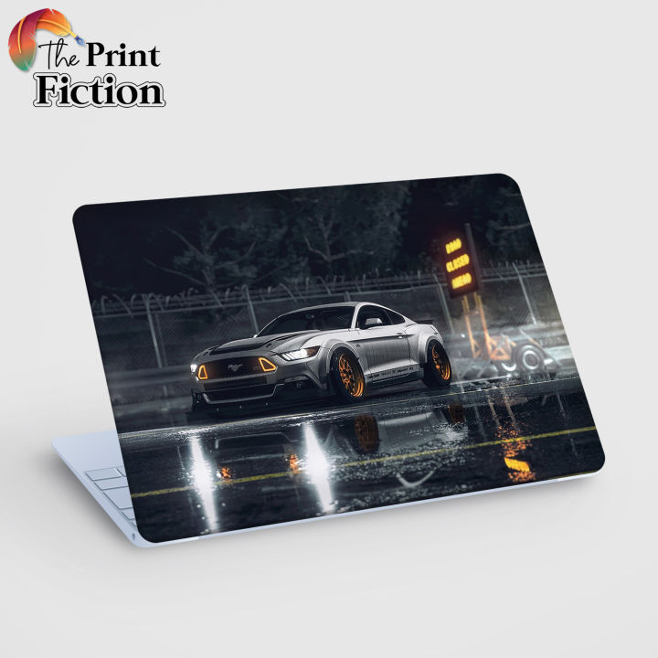 Ford Mustang Cobra In Rainy Road Laptop Sticker, Skin And Decal ...