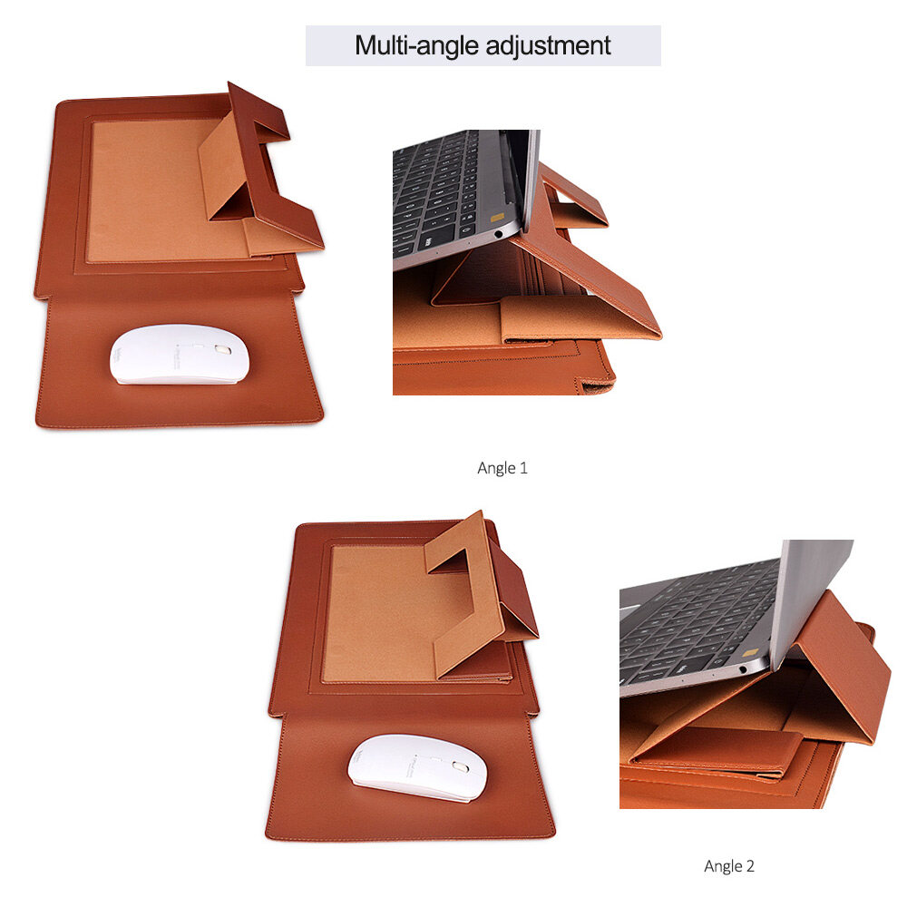 PU Leather Sleeve Case Laptop Bag With Stand and mouse – BornilShop
