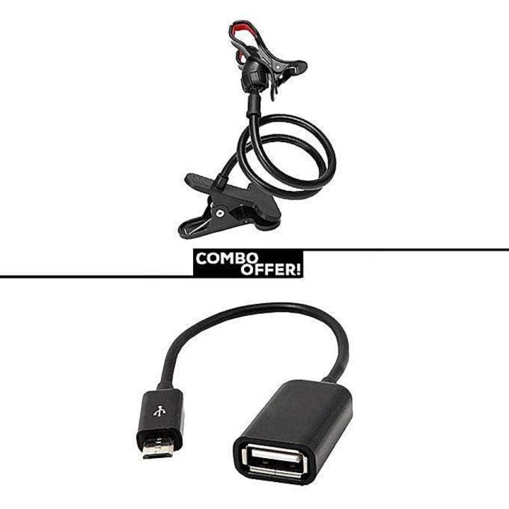Combo Of 360 Rotate Mobile Stand And Micro Usb Otg Cable - Black - Type ... Combo Of 360 Rotate Mobile Stand And Micro Usb Otg Cable - Black - Type ...