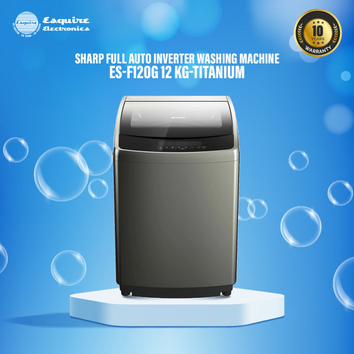 Sharp ES-F120G Full Auto Inverter Washing Machine - 12 KG - Titanium ...