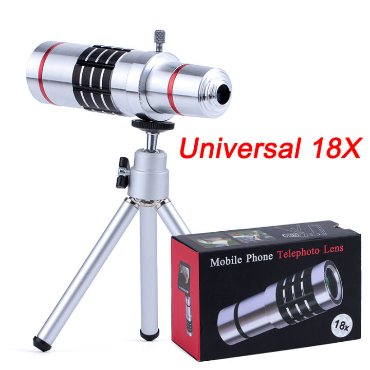 Mobile Zoom Lens 18X with Tri pod Works with any Smartphone Metal ...