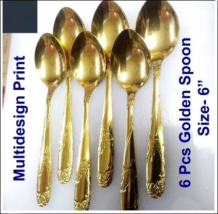 Luxury Gold Color 6 Piece Tablespoon Stainless Steel Spoon Set ...