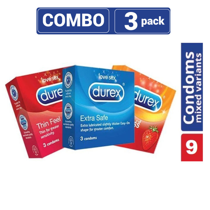 Durex Mix It Up Assorted Condoms Combo | 3'S Pack X 3 = 9pcs | Thin ...