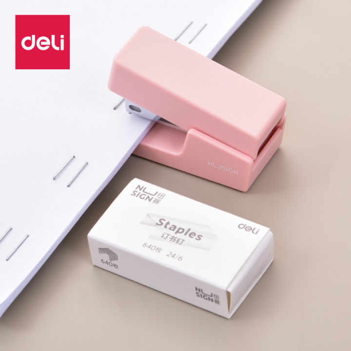 Pink - Deli NS083 NuSign Mini Stapler | Daraz.com.bd