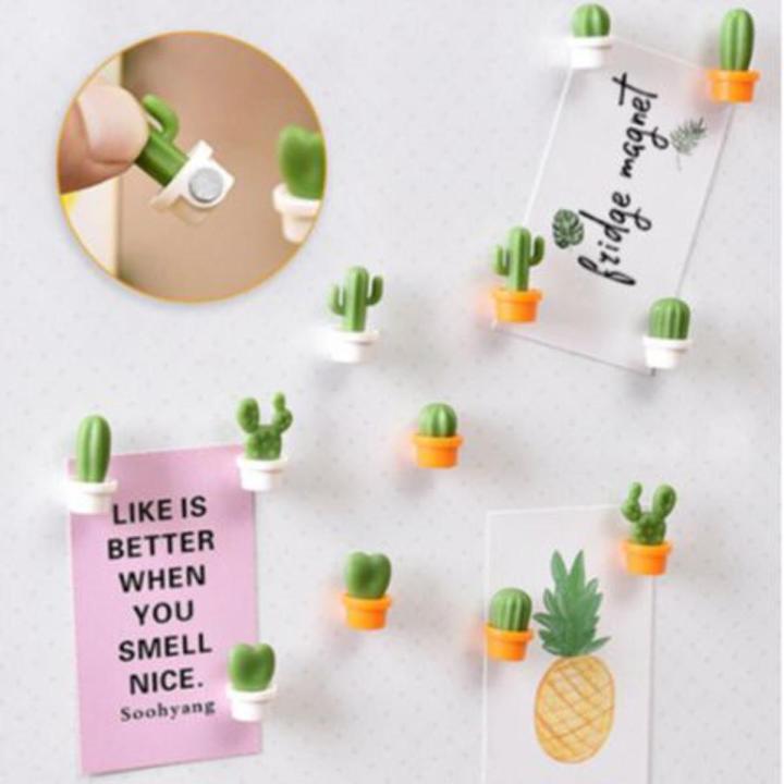 6Pcs/Set Creative Fridge Magnet Decor 3D Cute Cartoon Cactus Message ...