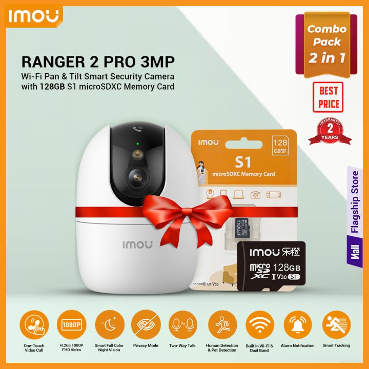Imou Ranger 2 Pro 3MP Indoor Smart Wi-Fi IP Security Camera with 128GB ...