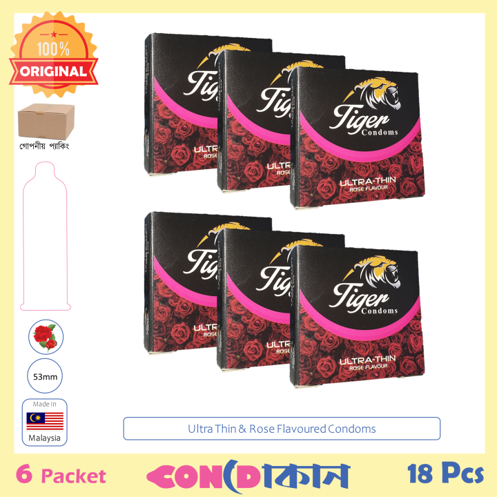 Tiger Ultra Thin Rose Flavour Condom 6 Packet (18 Pcs) | Daraz.com.bd