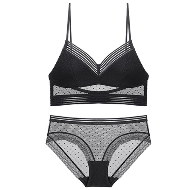 Women Underwear Set Wireless U Shape See Through Bra Bralette ...