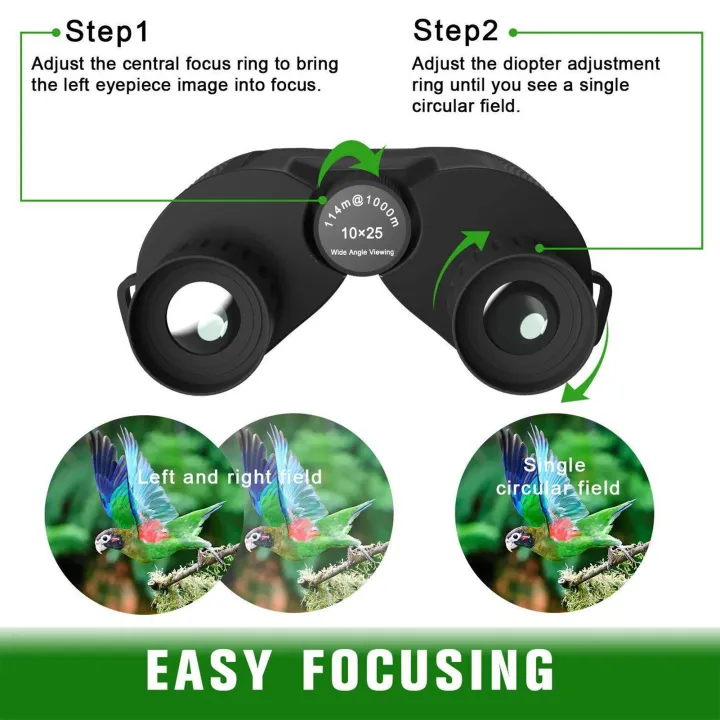10X25 Mini Binoculars for Adults and Kids with Weak Light Night View ...