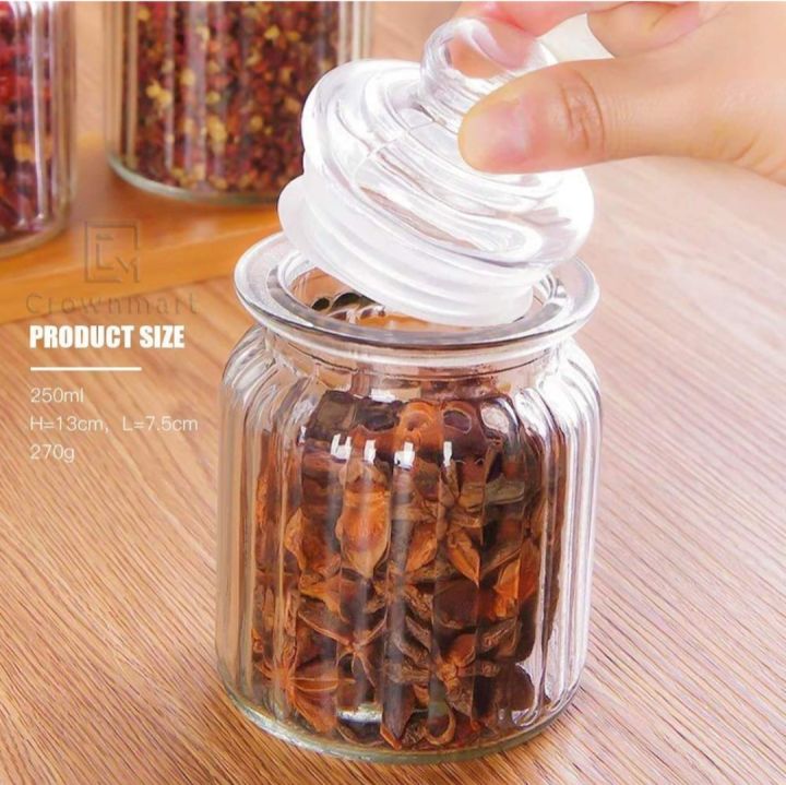 Air Tight Glass jar spice jar Storage jar 250 ml (1 pis Random Design ...