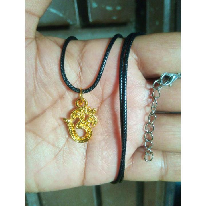 Om Locket for Men /Women With Black Chain - Gold color-1 ps | Daraz.com.bd