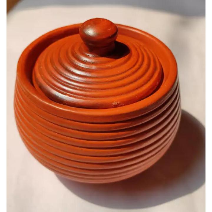 Clay Salt Pot with Spoon set and Lid Terracotta Design - 10x8cm | Daraz ...