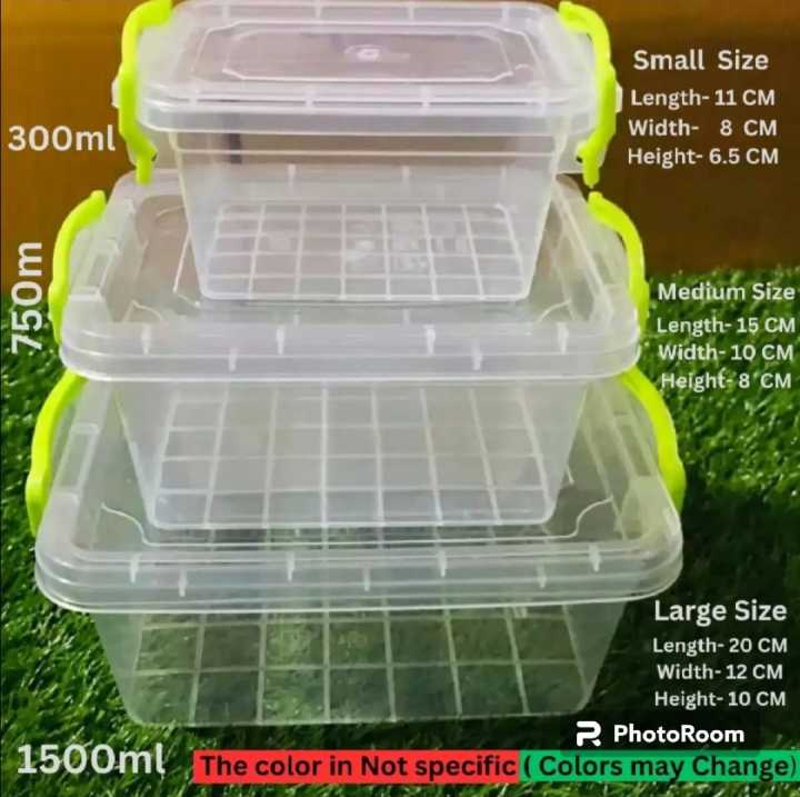 Plastic Fair Food Storage Box Container With Lid - 3pcs Set 1500ml ...