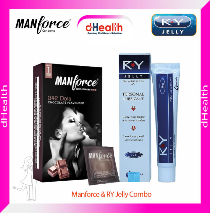 Manforce Chocolate Flavor Dotted Condom 10Pcs Pack (India) & RY Jelly ...