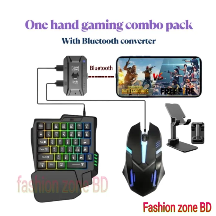 Bluetooth Gaming Keyboard Mouse Converter Combo Support For Android & IOS PC PUBG Mobile Game ...
