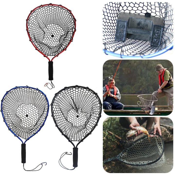 Silicone Fishing Landing Net Fishing Net Tools EVA Handle Floating ...