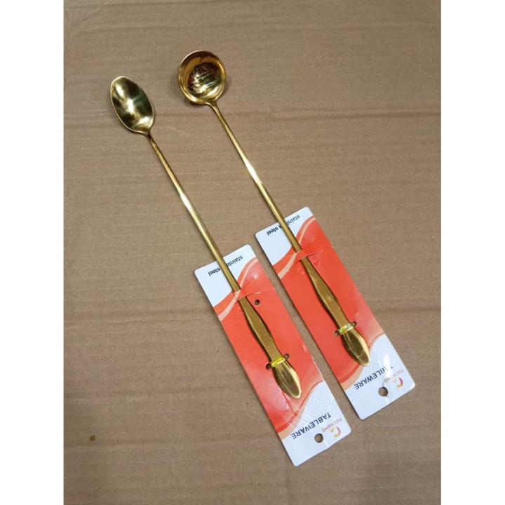 Steel Long handle Pickle Spoon Round and Oval shape (26cm) 2 pc set ...