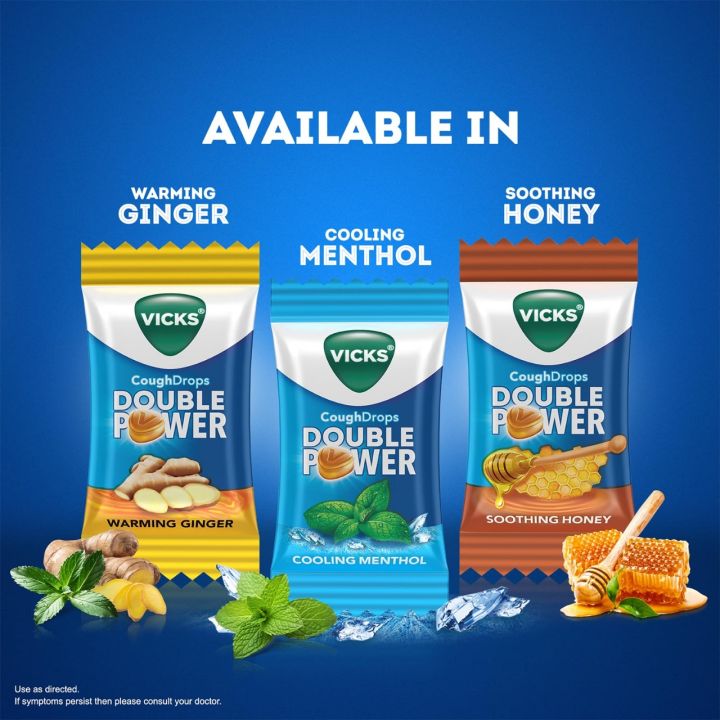 Vicks Cough Drops 2.7g x 65 Mix Packs Ginger Menthol & Honey Flavor ...
