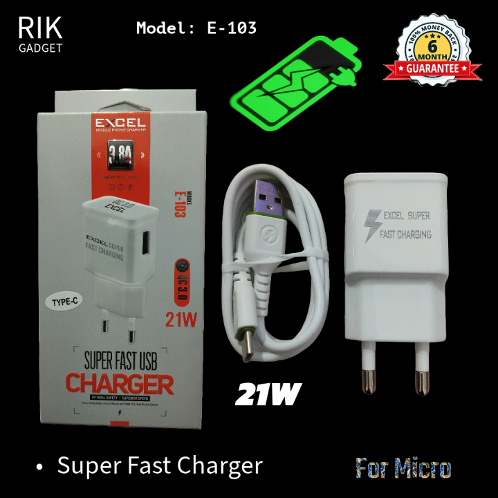 Excel E-103 21W Super Fast charger For Micro All Mobile phone Supprte ...