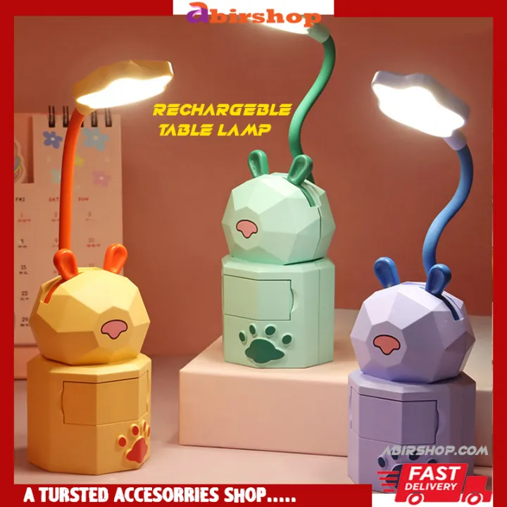 Cartoon LED Lable Lamp USB charging Eye Protection Bedroom Nightlight ...