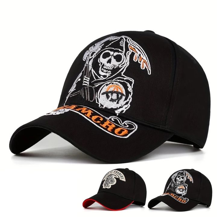 SAMCRO Baseball Cap SOA Sons of Anarchy Skull Embroidery Casual ...