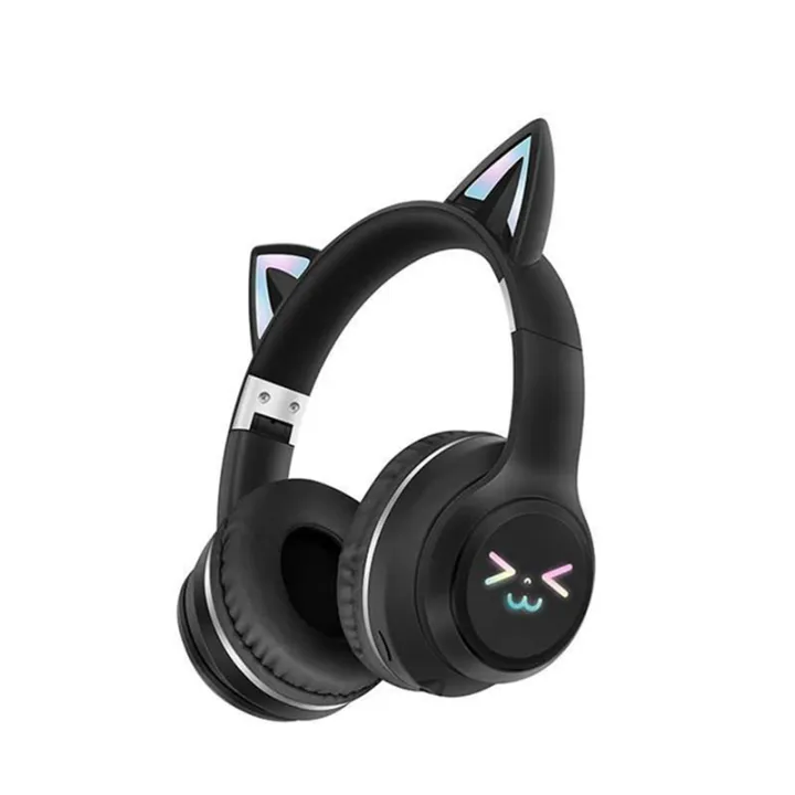 Wireless Headphones RGB Cute Cats Girls Kid Gift Headset Control Lights ...