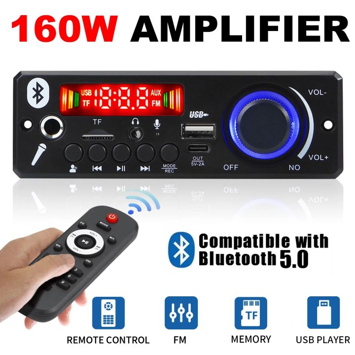 80W Amplifier DIY MP3 Decoder Board 12V 160W Bluetooth Music Player Car ...