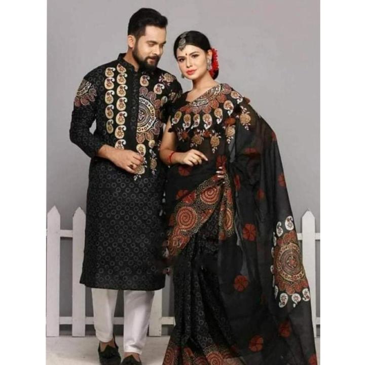 Fashionable Exclusive Designer Dhupiyan Saree And Dhupiyan Panjabi For ...