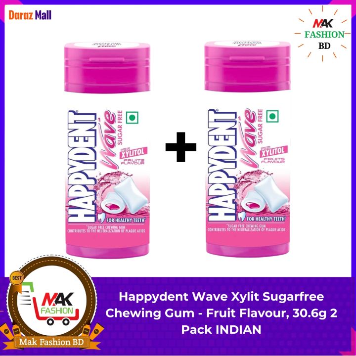 Happydent Wave Xylit Sugarfree Chewing Gum - Fruit Flavour, 30.6g 2 ...