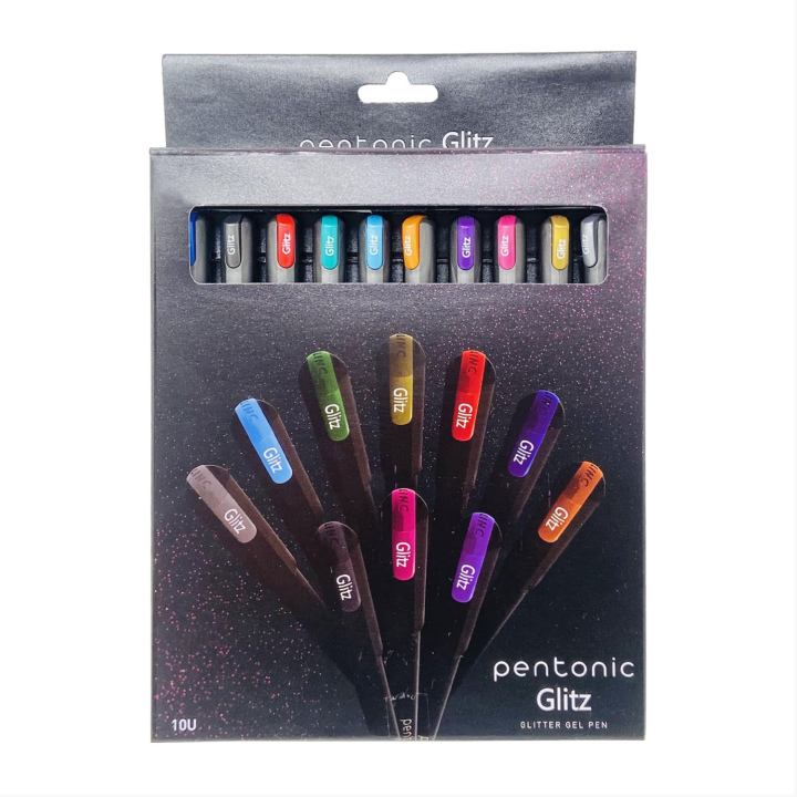 Pentonic Glitz 1.0 mm Multicolor Glitter Gel Pen | Multicolor Ink, Set ...