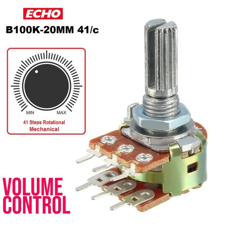 1ps- B100K Potentiometer 6Terminals Dual Linear with tap 41c steps 20MM ...
