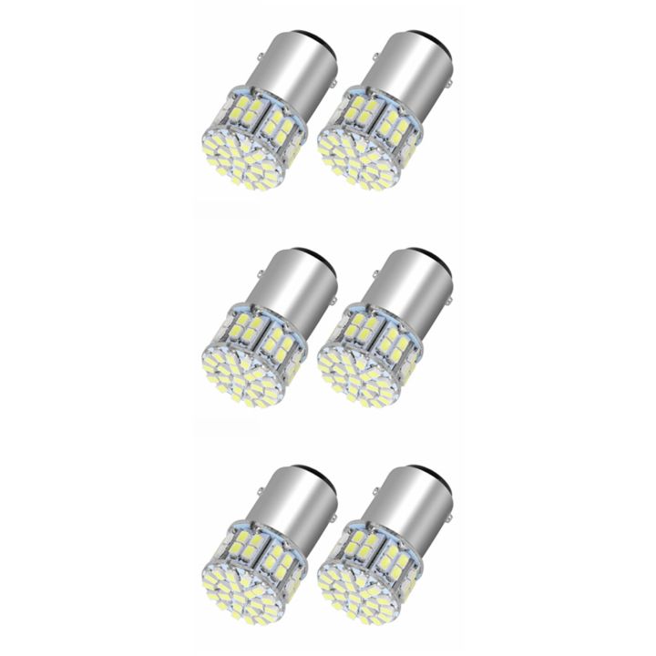 6Pcs 6000K White 1157 50SMD Tail Brake LED Lights Bulb BAY15D 12V ...