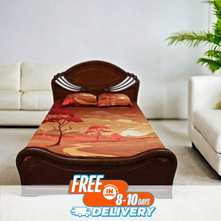 Malaysian process wood Double Bed B-0990 Size 5*7 ft Tetul Color ...