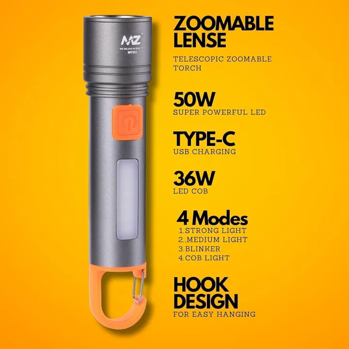 Multifunction Zoom Torch Light PL-027 | LED Rechargeable Flashlight ...