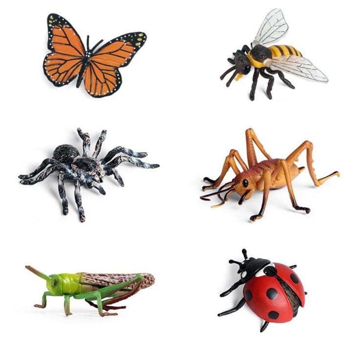 6PCS Realistic Insects Figures Toys Plastic Set with Butterfly Bee ...